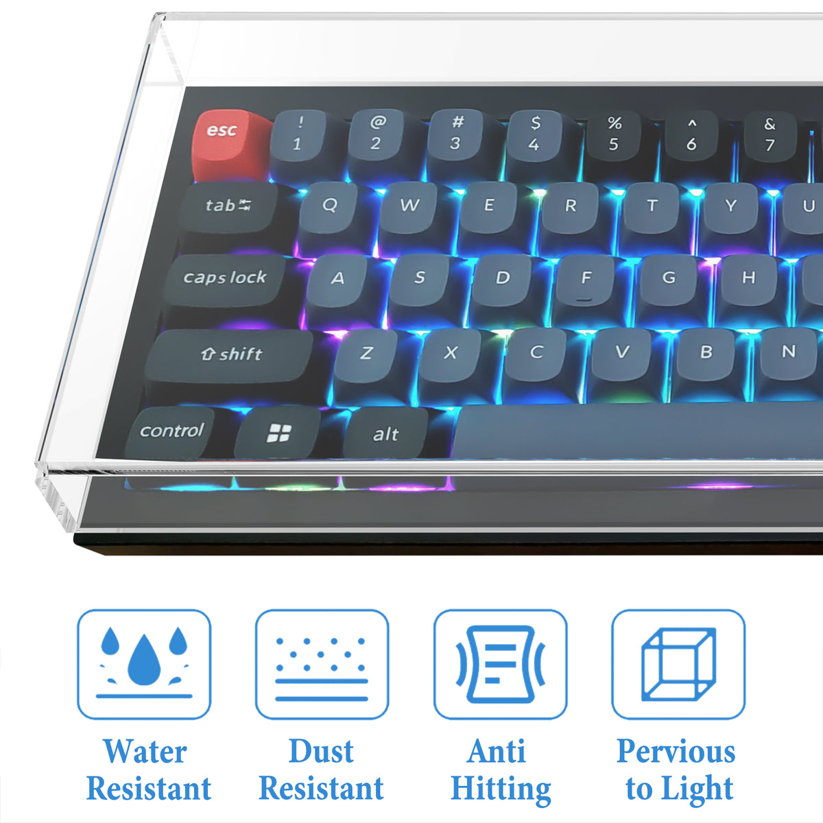 Geekria 65% Keyboard Dust Cover, Clear Acrylic Keypads Cover for 68 Ke