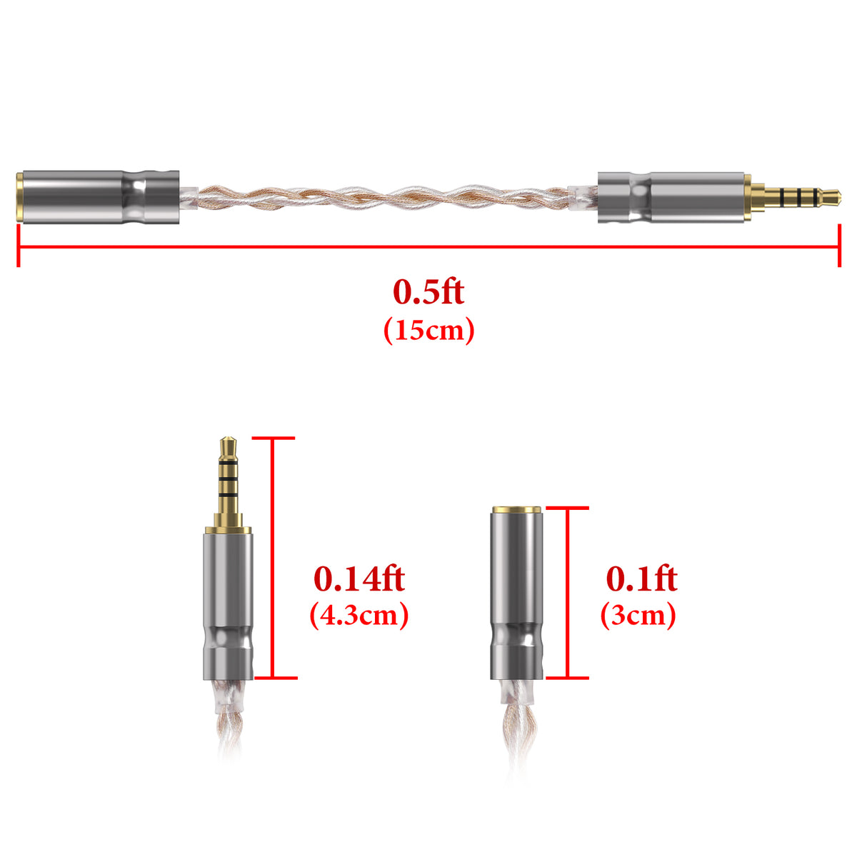 Geekria 3.5mm (1/8'') Balanced Male to 2.5mm Balanced Female Headphone