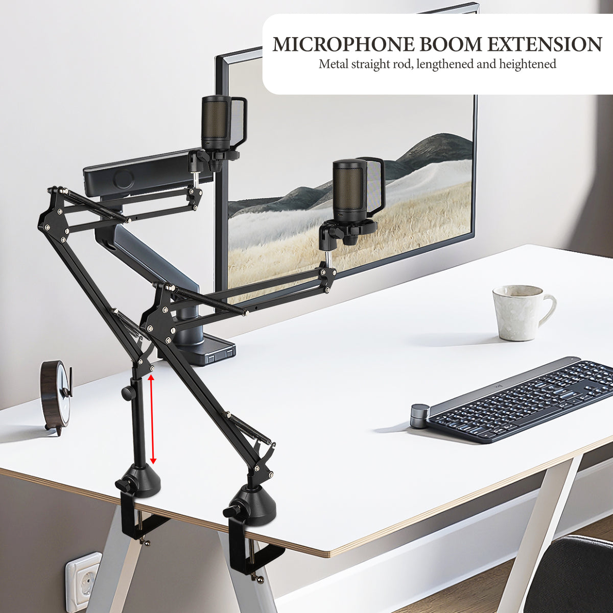 Geekria for Creators Microphone Boom Arm Extension Tube, Mic Stand Ext