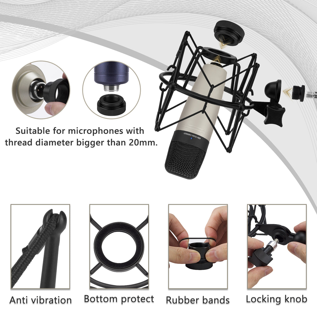Geekria for Creators Microphone Shock Mount Compatible with Samson C01