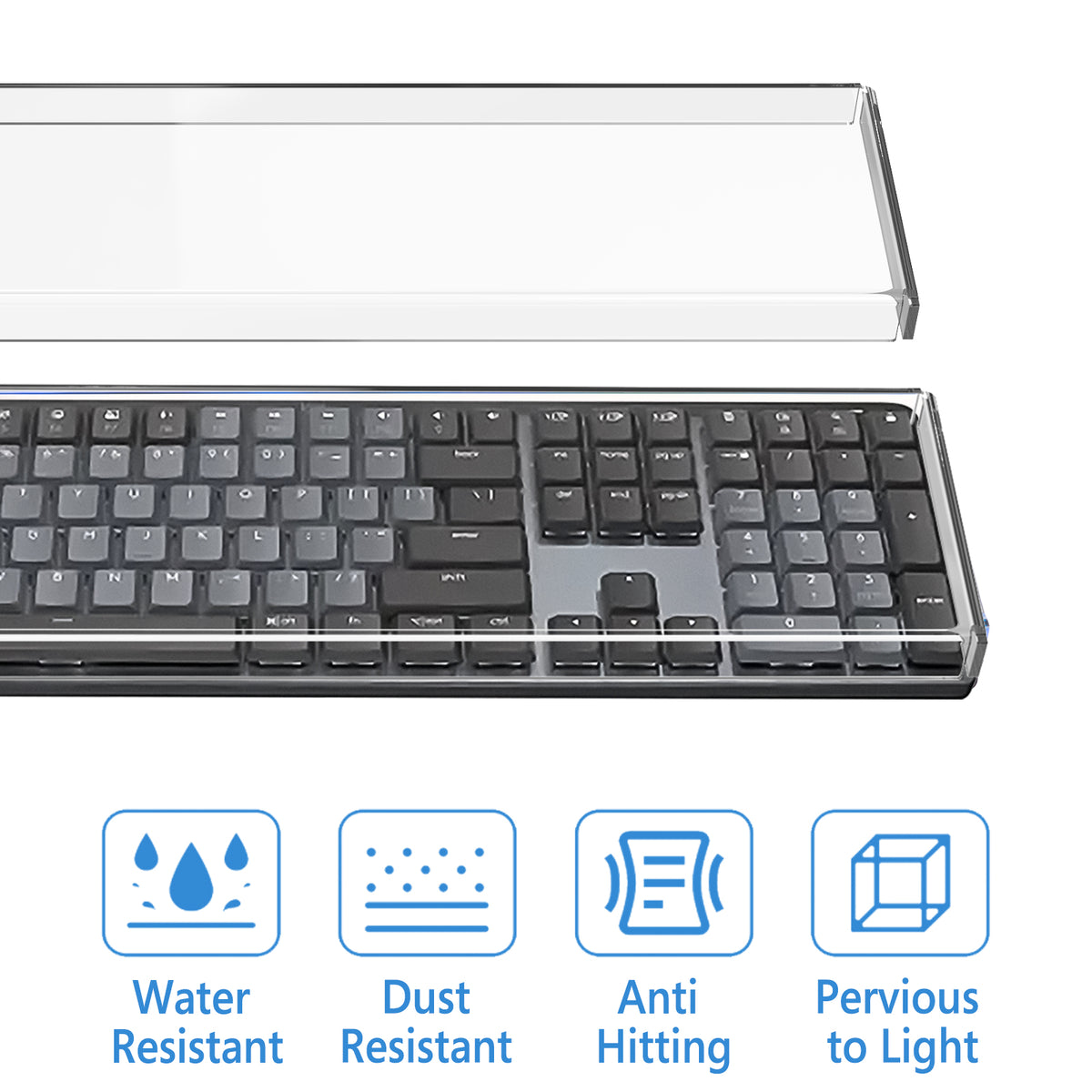 Geekria Full Size Keyboard Dust Cover, Clear Acrylic Keypads Cover for