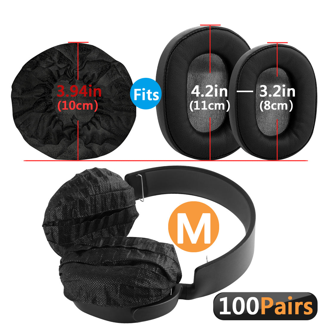 Geekria 100 Pairs Disposable Headphone Covers for Over-Ear and MRI Hea