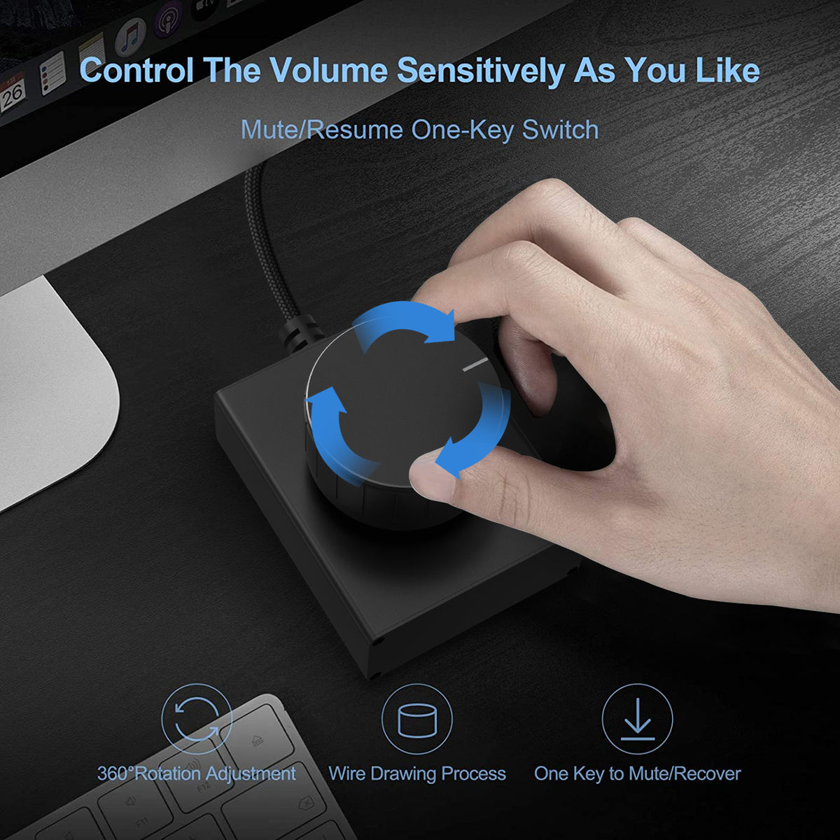 Geekria USB Volume Adjustment Knob with Rotate Volume Adjustment & One